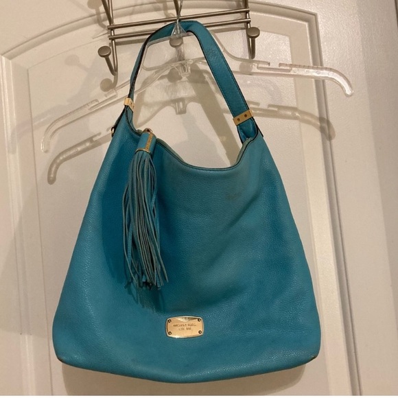 MICHAEL Michael Kors | Bags | Michael Kors Turquoise Bedfordpebbled ...